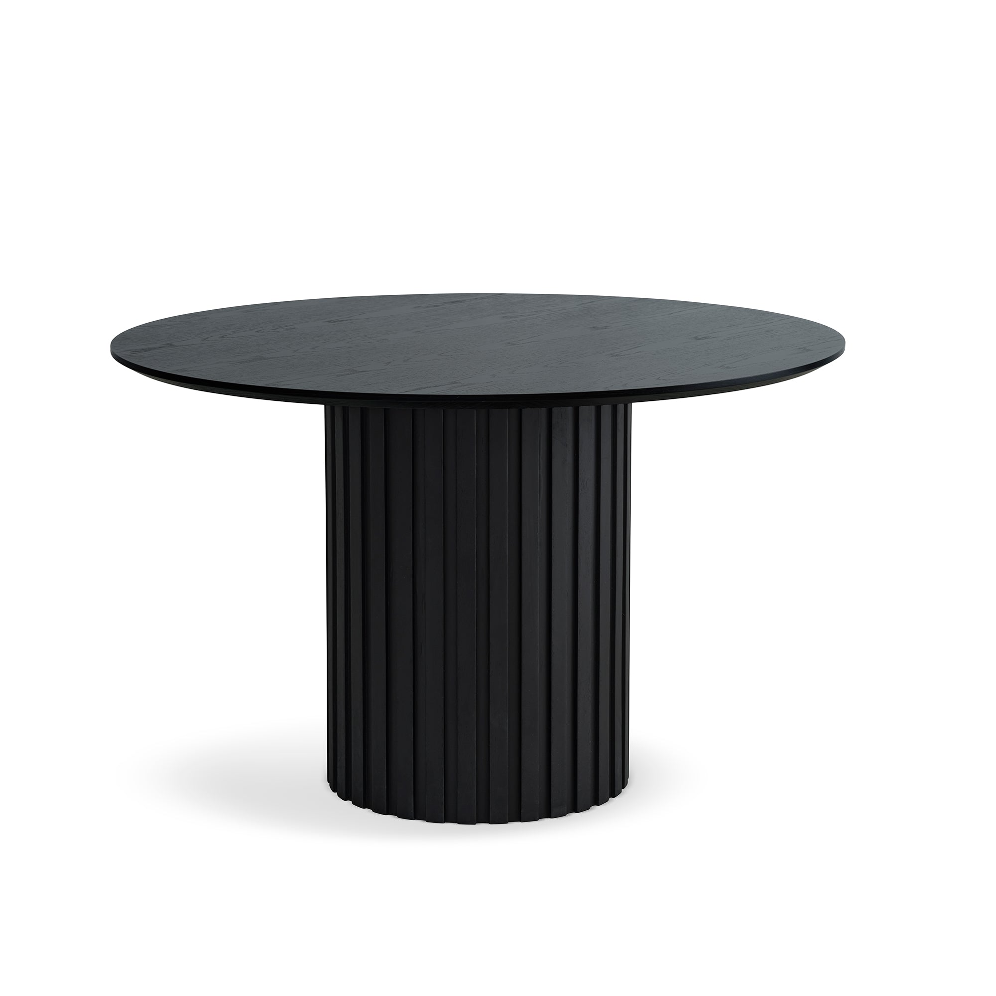 Coral spisebord | Rundt sort spisebord på søjlefod | Ø120